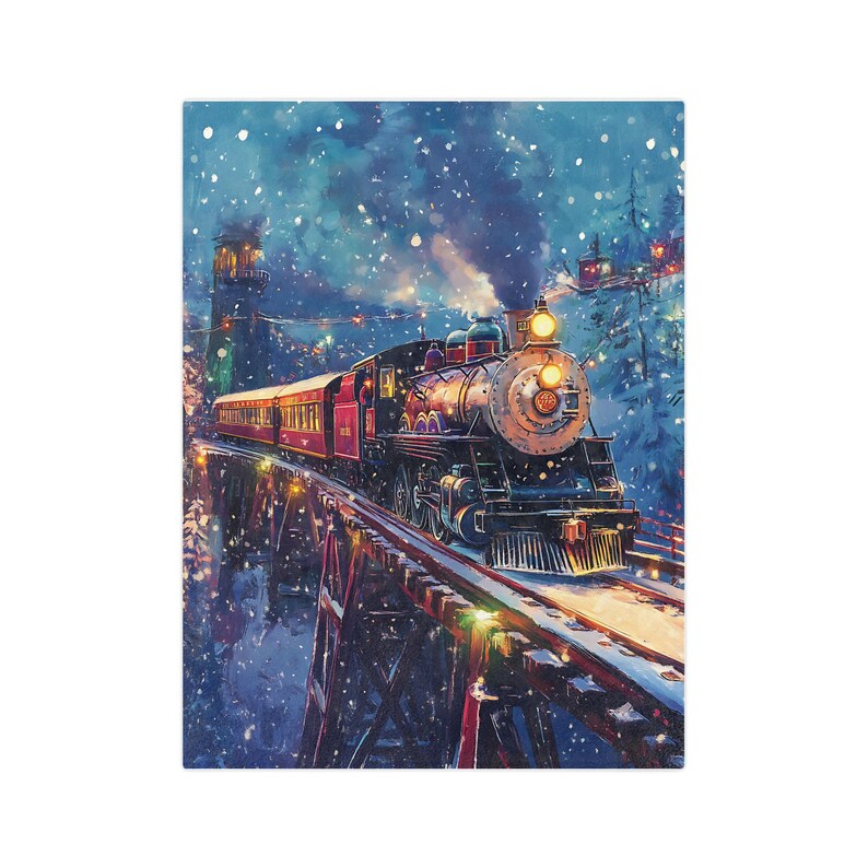 The Polar Express Train Microfiber Blanket Magical Snowy Railway Scene ...