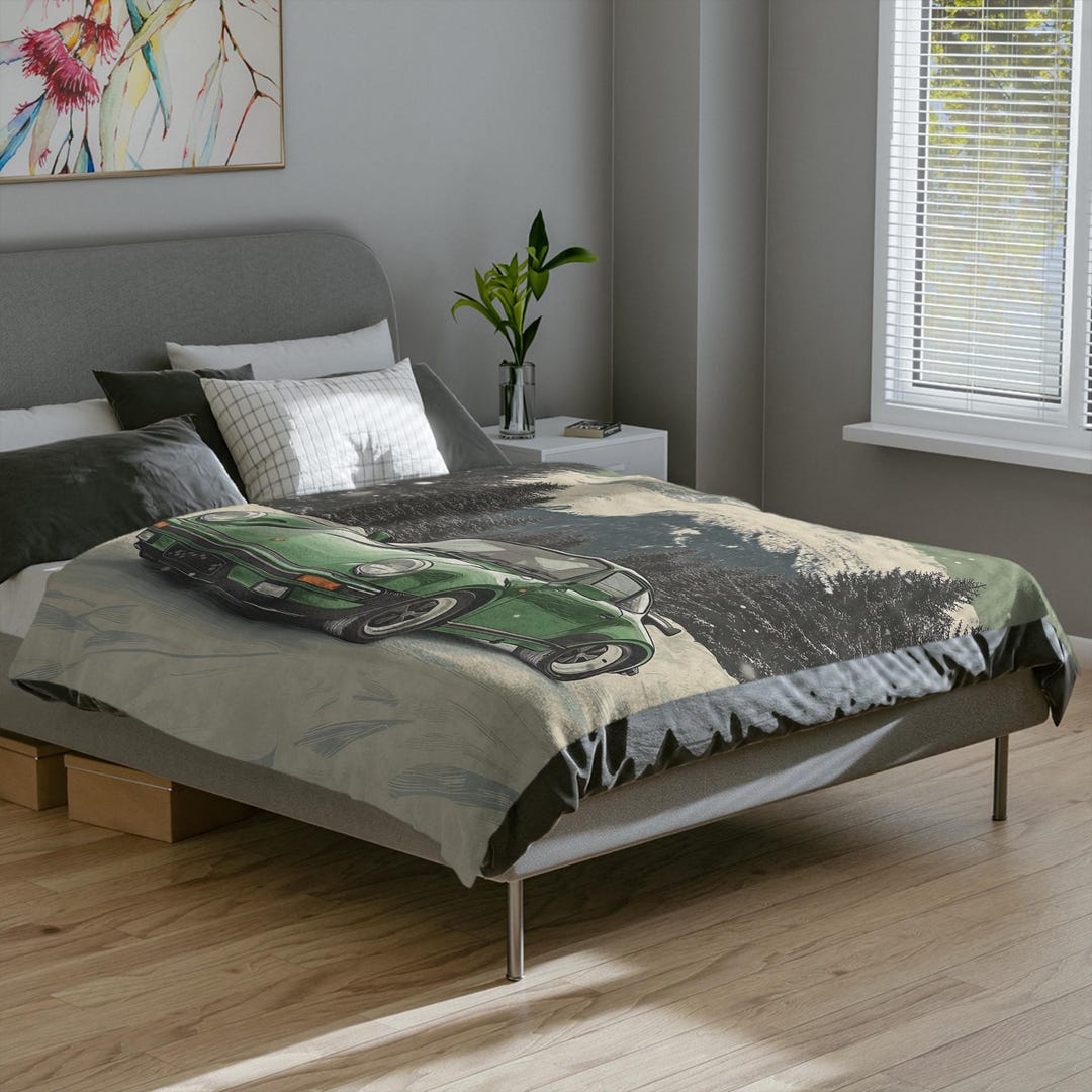 Porsche 911 Turbo Green Porsche 911 Fleece Microfiber Blanket Classic ...