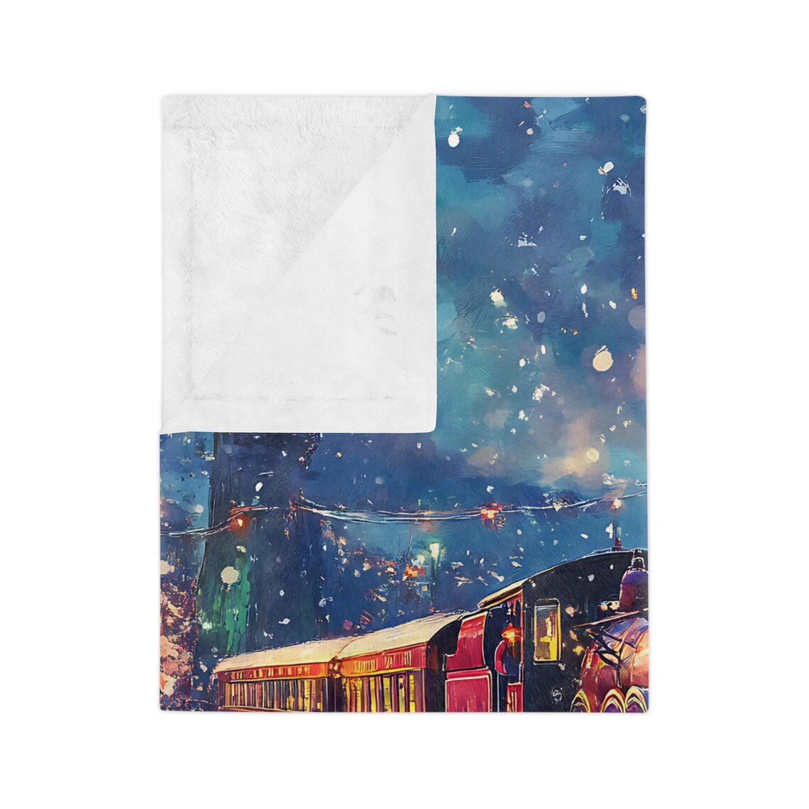 The Polar Express Train Microfiber Blanket Magical Snowy Railway Scene ...