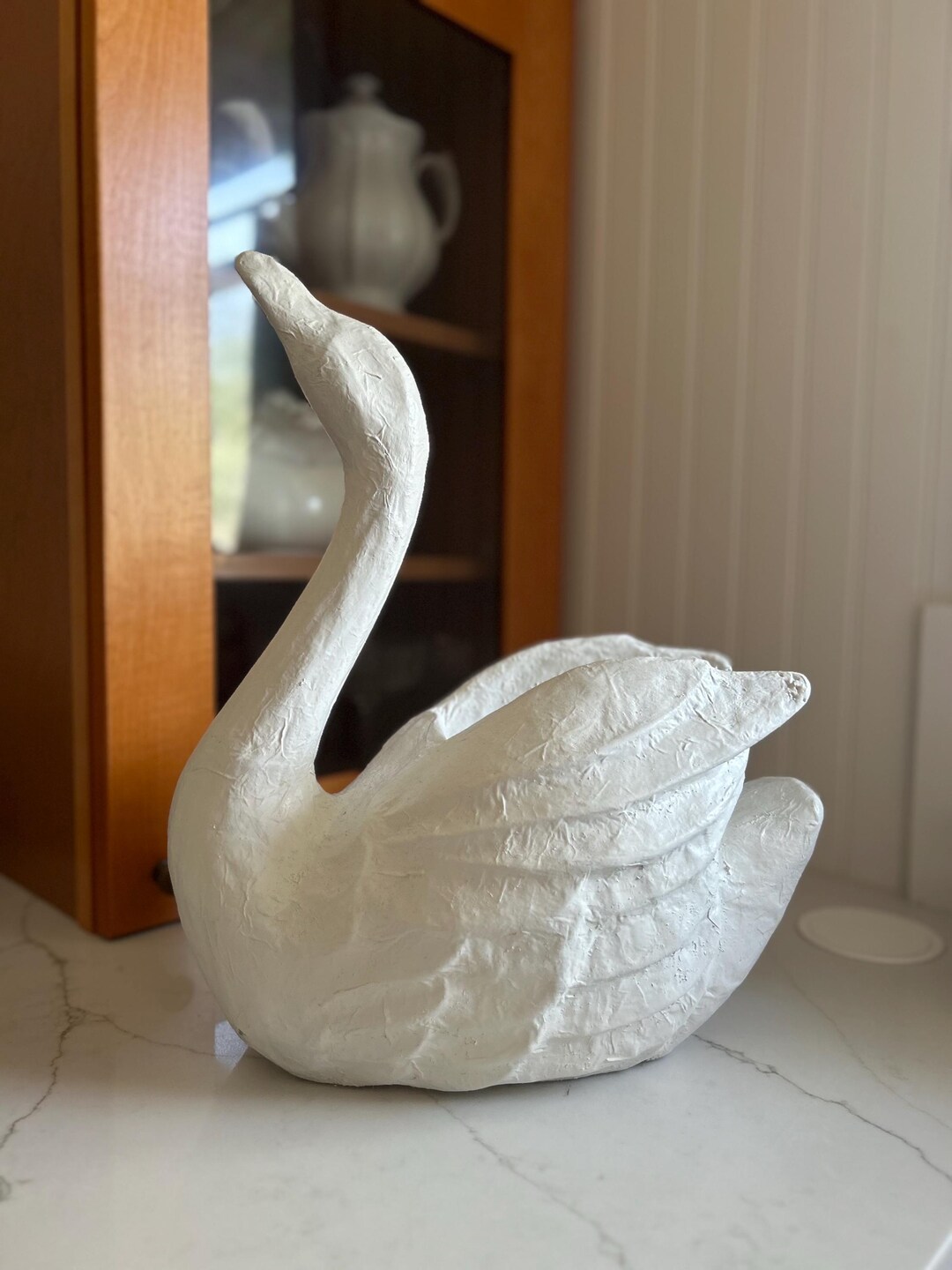 Vintage Paper Mache Swan Goose Duck Planter Display Cream White off ...