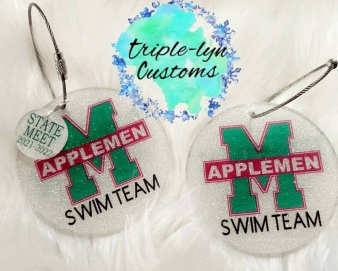 SWIMTEAM Glitter Bag Tag Swim/ Swimming/name Tag Kids Bag Tag Swimmer ...