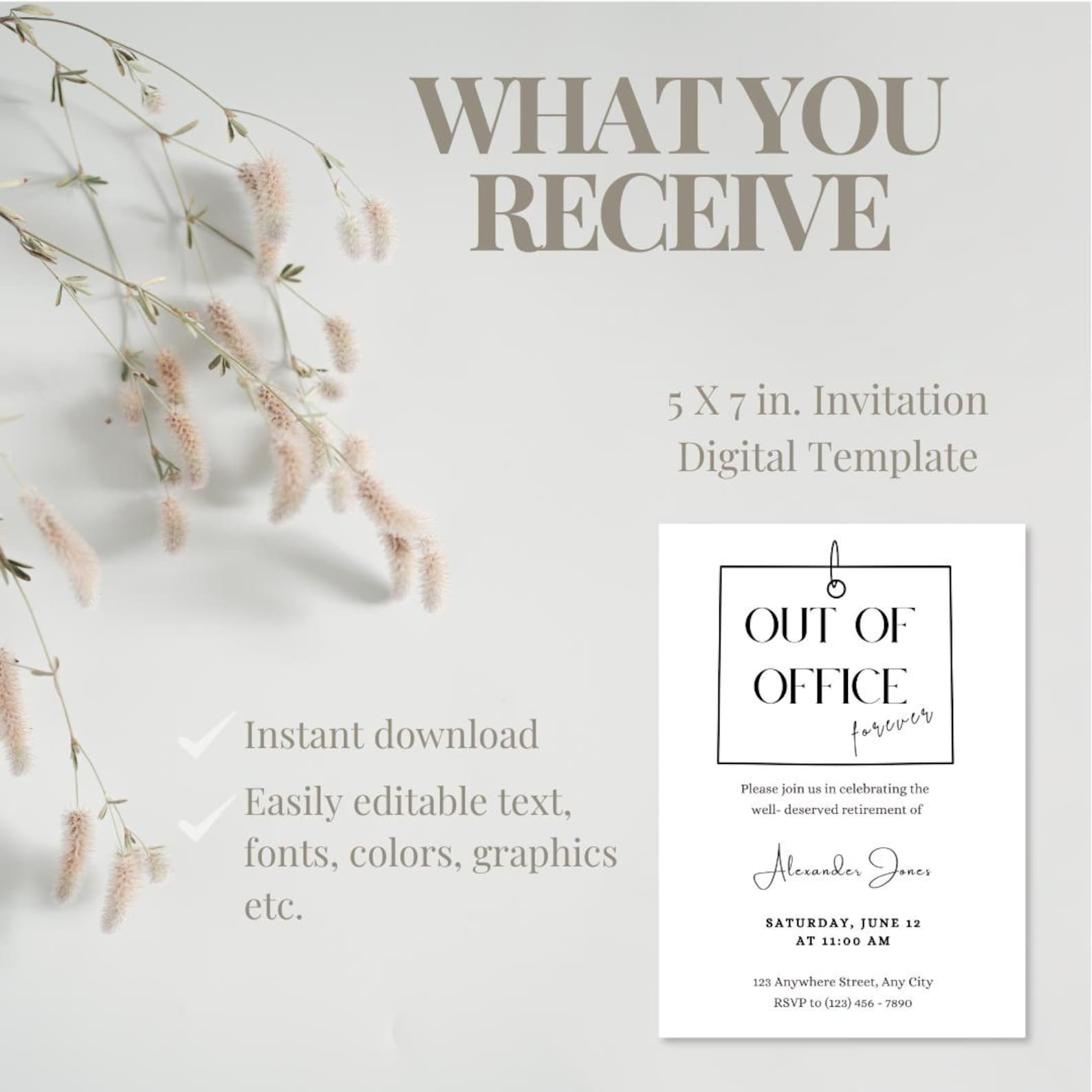 Retirement Party Invitation Template, Editable Modern Retirement ...