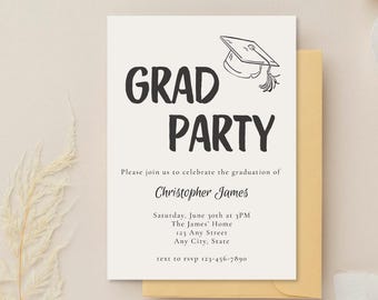 Graduation Party Invitation Template, Digital, Editable and Printable ...