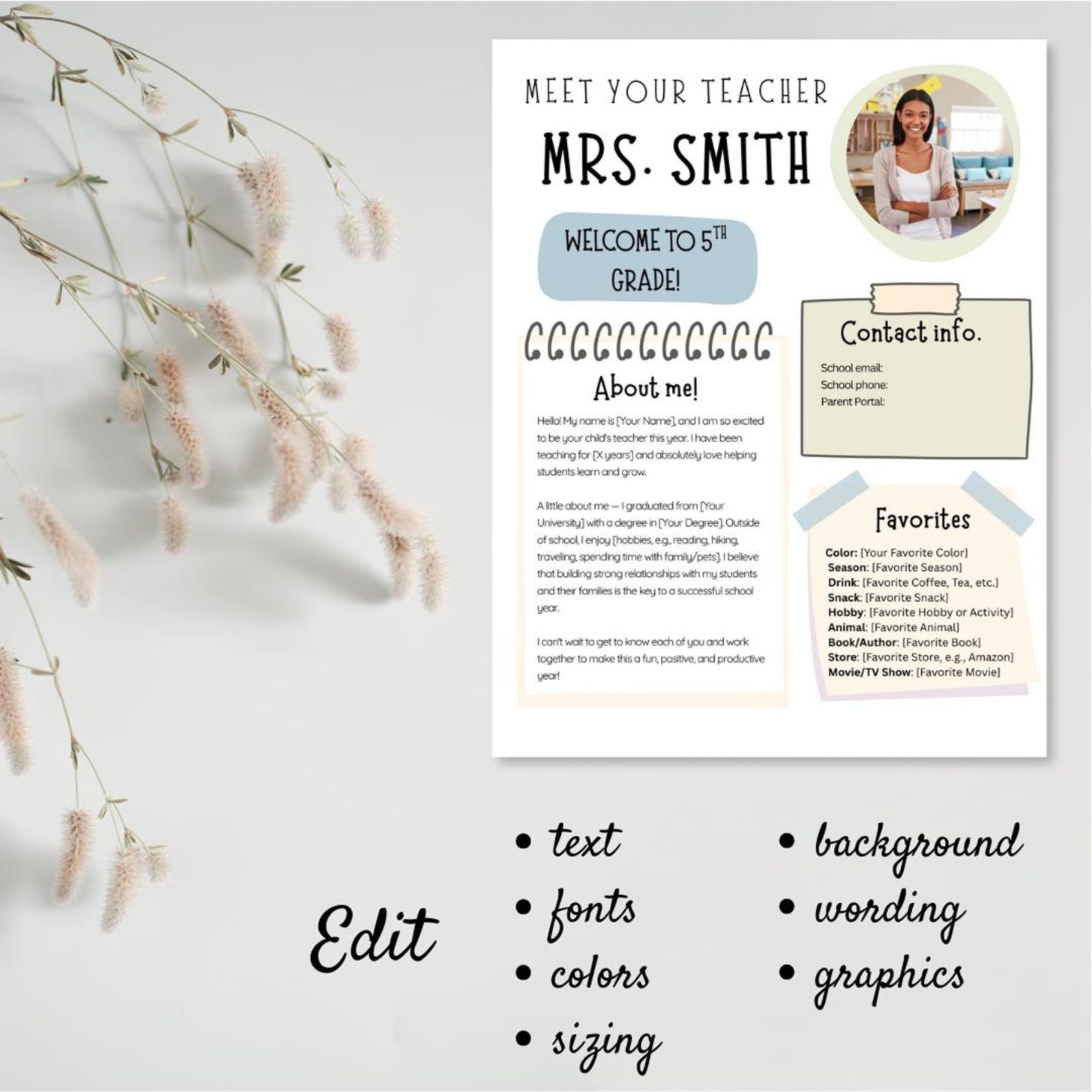 Meet the Teacher Template, Teacher Introduction, Back to School, Open ...