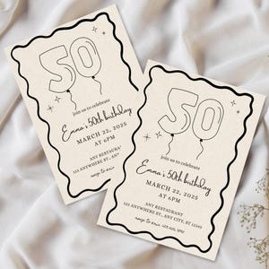 Editable 50th Birthday Invitation Template, Cheers to 50 Years, Digital ...