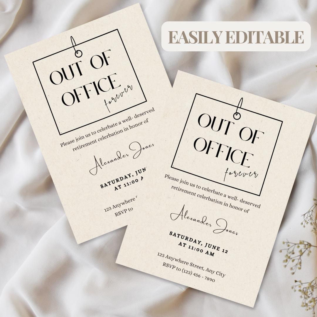 Retirement Party Invitation Template, Editable Modern Retirement ...
