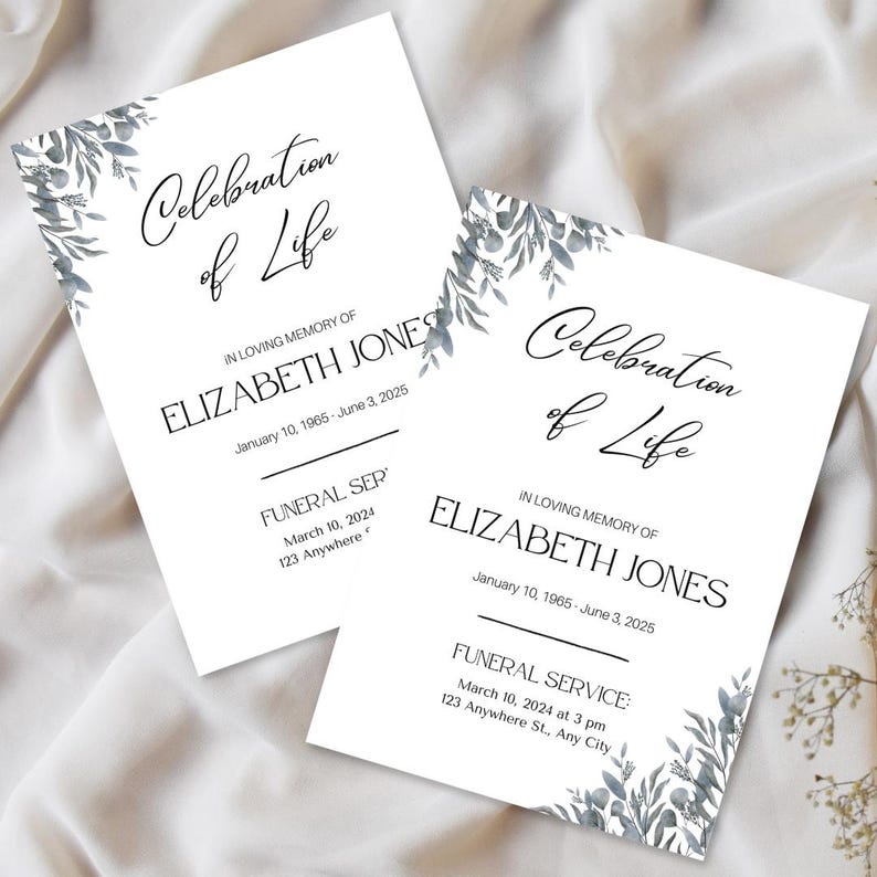 Digital Celebration of Life Invitation, Funeral Invitation, Memorial ...