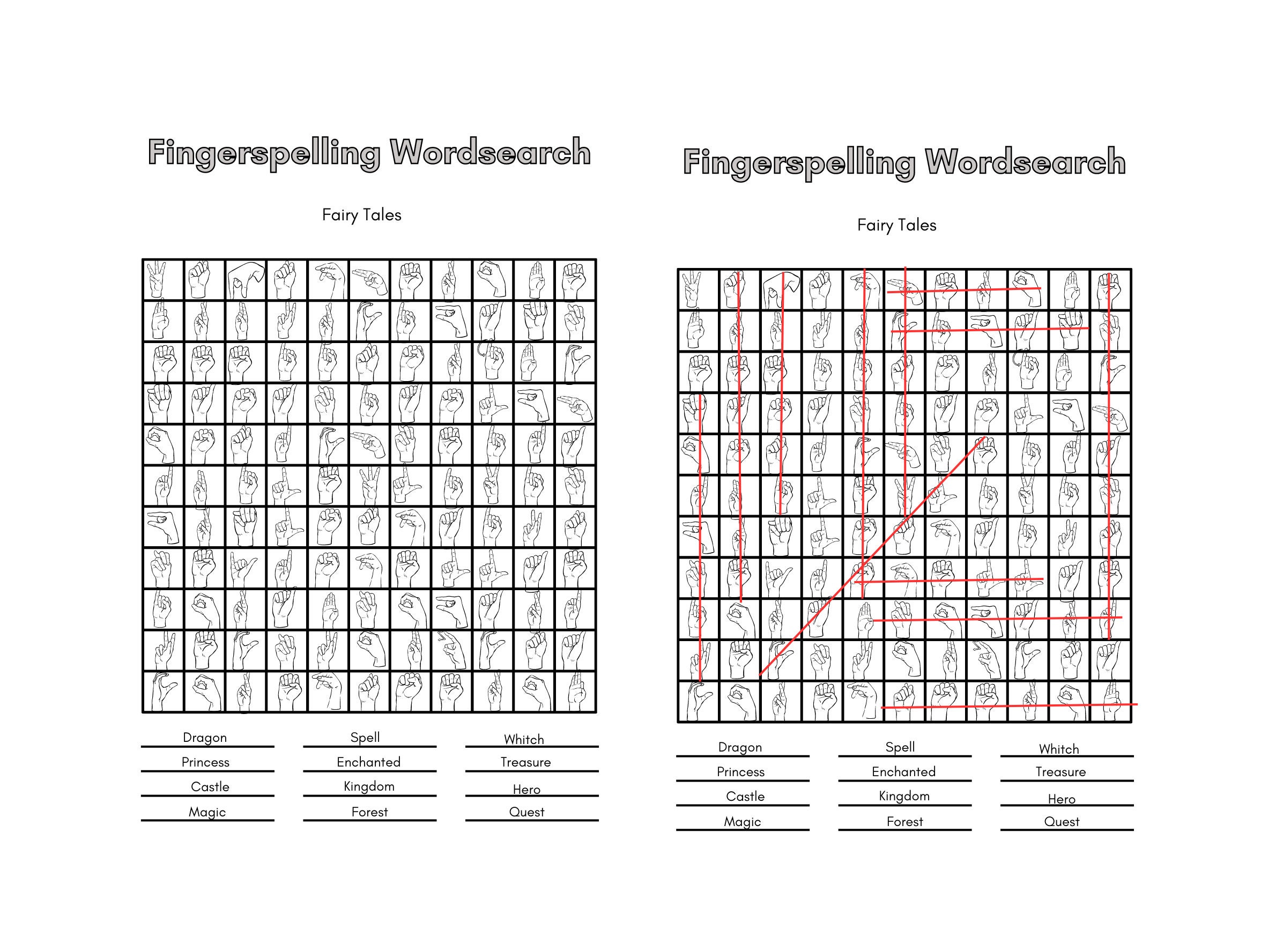 ASL Sign Language Wordsearch Puzzles-24 Printable PDF Puzzles With ...
