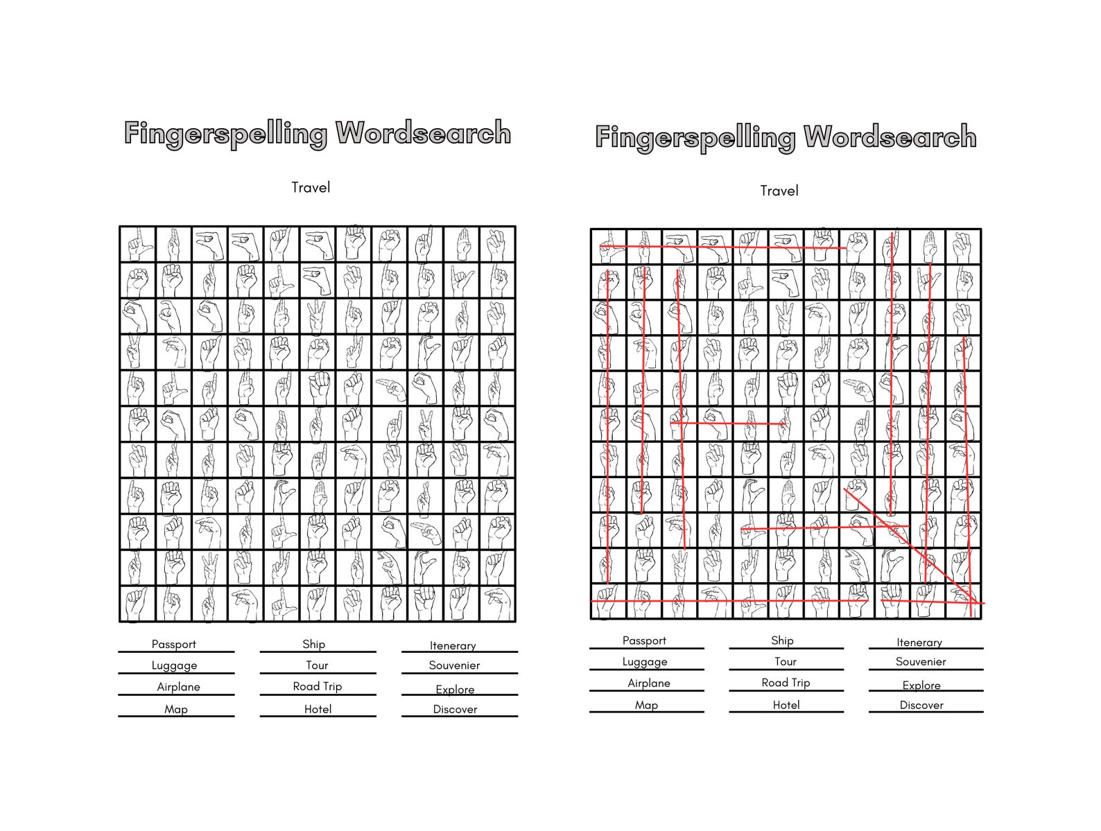 ASL Sign Language Wordsearch Puzzles-24 Printable PDF Puzzles With ...