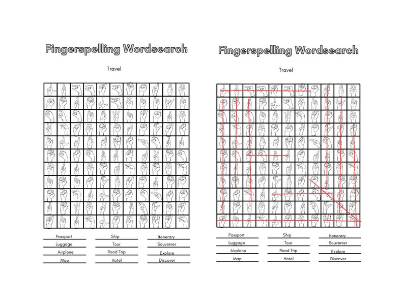ASL Sign Language Wordsearch Puzzles-24 Printable PDF Puzzles With ...