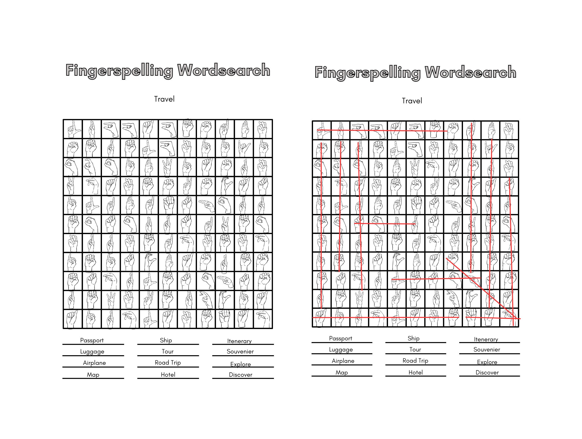 ASL Sign Language Wordsearch Puzzles-24 Printable PDF Puzzles With ...