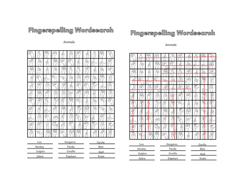ASL Sign Language Wordsearch Puzzles-24 Printable PDF Puzzles With ...