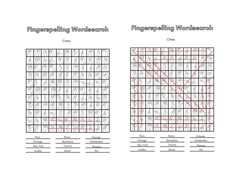 ASL Sign Language Wordsearch Puzzles-24 Printable PDF Puzzles With ...