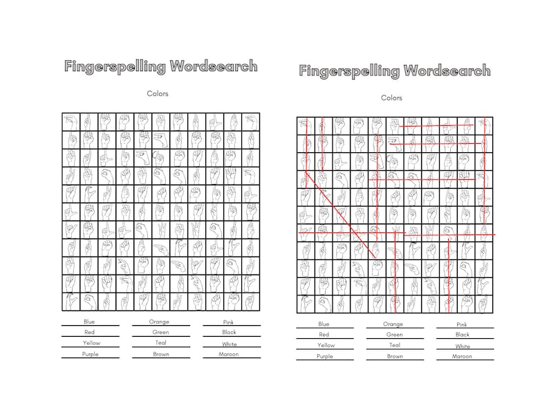 ASL Sign Language Wordsearch Puzzles-24 Printable PDF Puzzles With ...