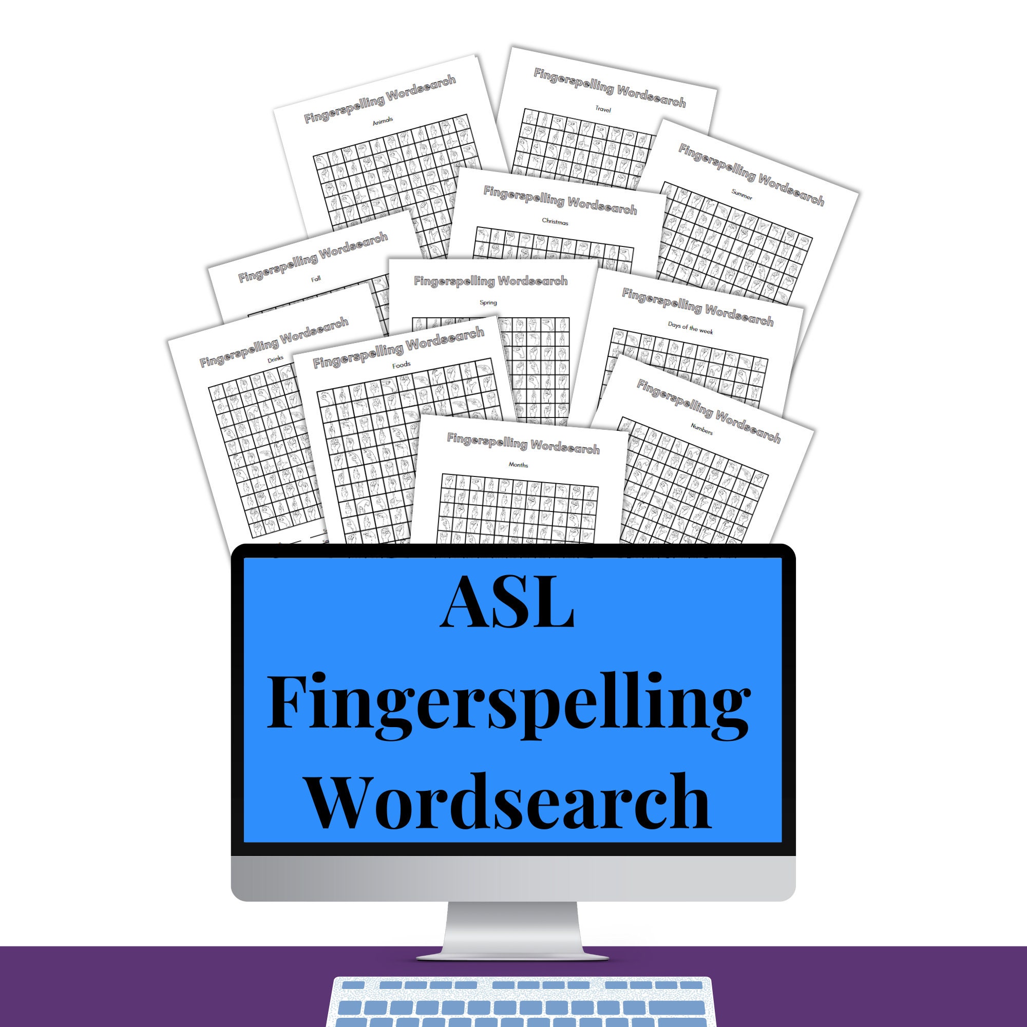 ASL Sign Language Wordsearch Puzzles-24 Printable PDF Puzzles With ...