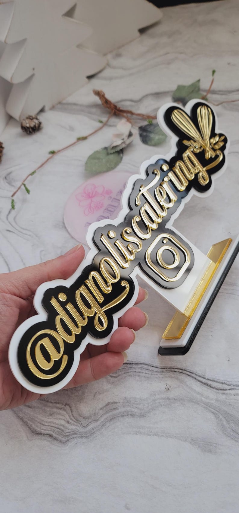 Custom Business Social Media Sign, Acrylic Watermark, Inst Red Social ...