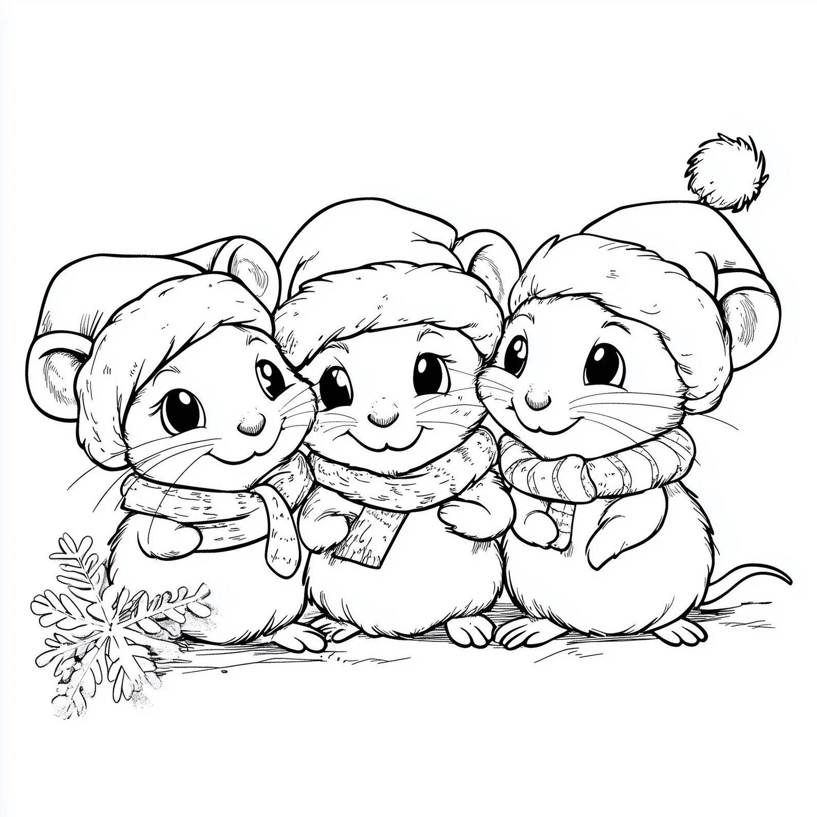 6 Pages of 3 Cute Christmas Mice, Coloring Pages for Children. - Etsy