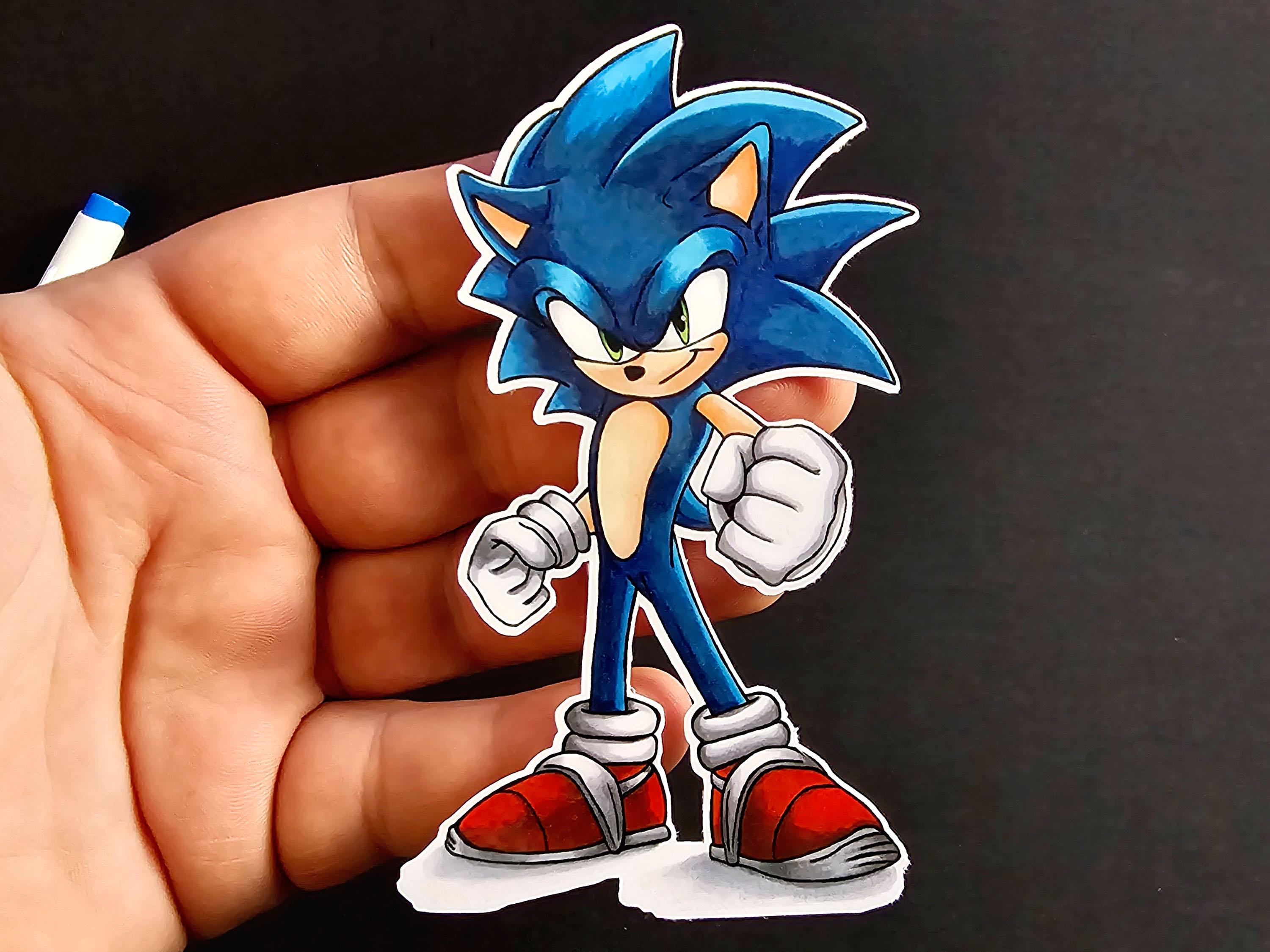 Hand-drawn Sonic the Hedgehog Sticker: Sega Gamer Gift - Etsy
