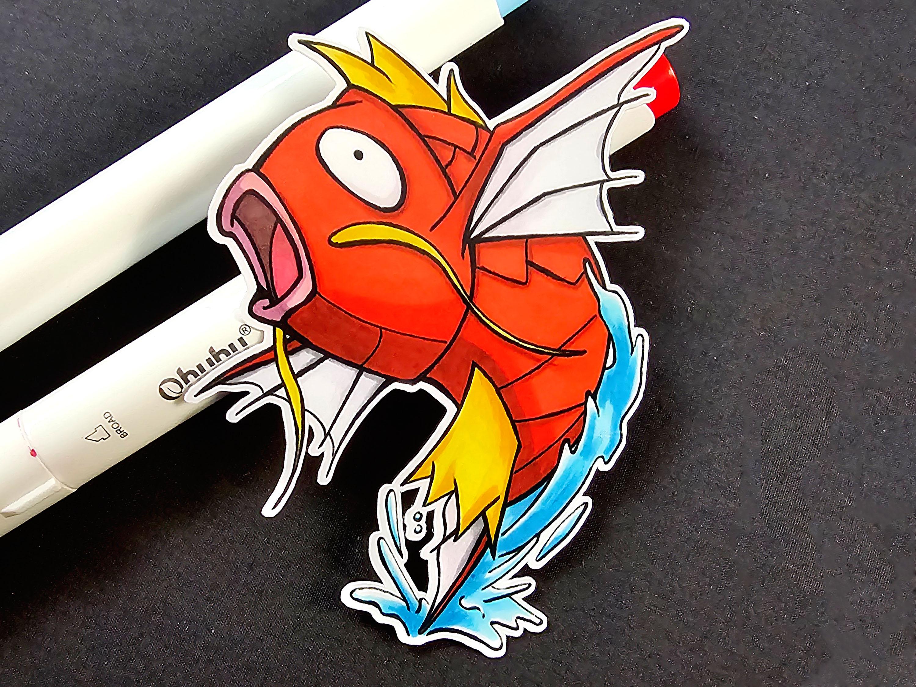 Magikarp Character Sticker | Hand Drawn Pokemon Sticker for Laptops ...