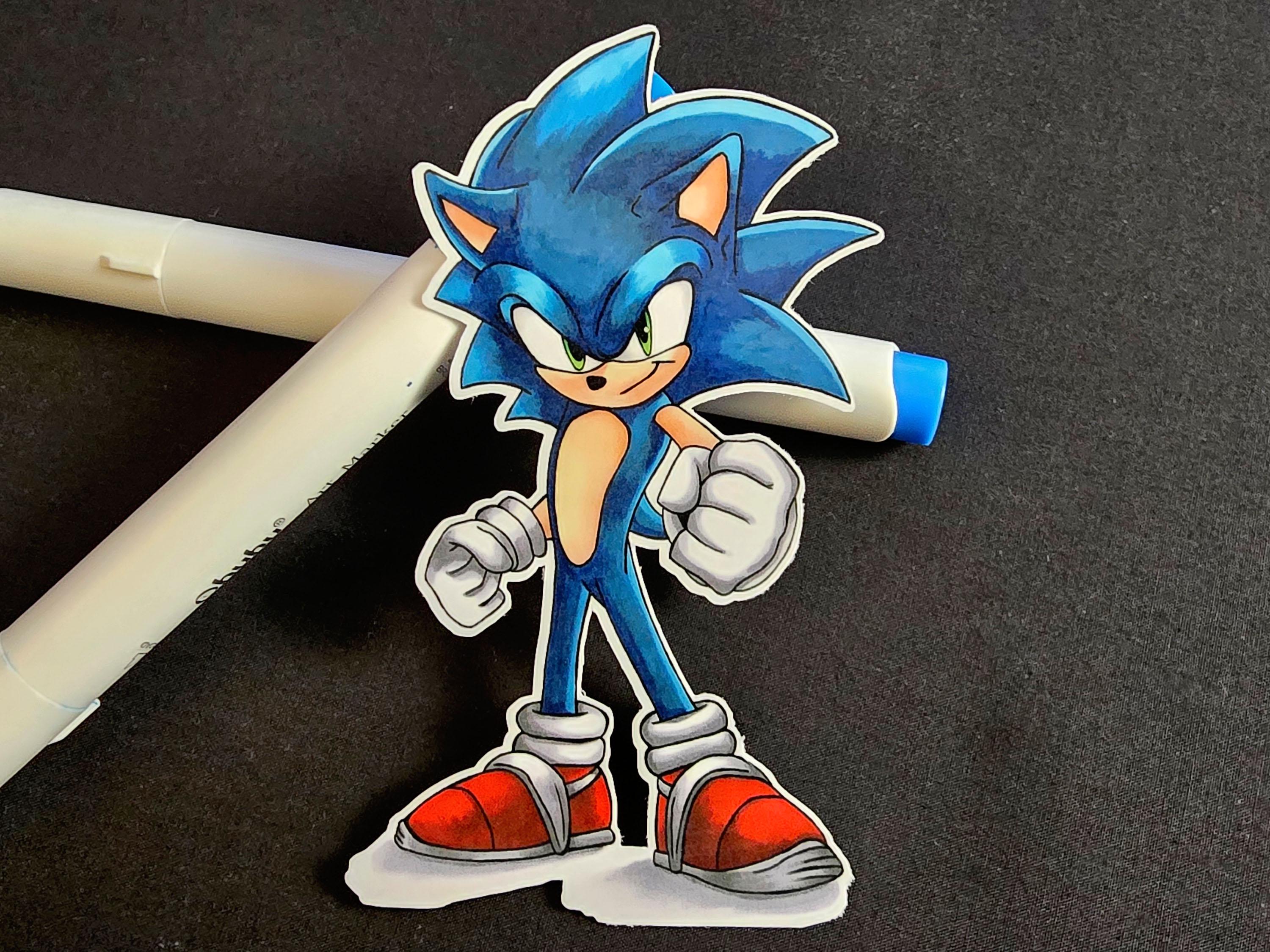 Hand-drawn Sonic the Hedgehog Sticker: Sega Gamer Gift - Etsy