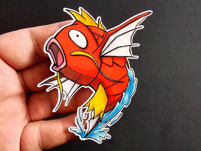 Magikarp Character Sticker | Hand Drawn Pokemon Sticker for Laptops ...