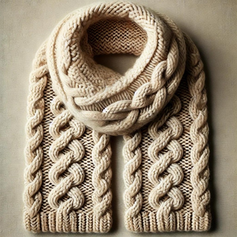 Chunky Cable Knit Scarf - Etsy