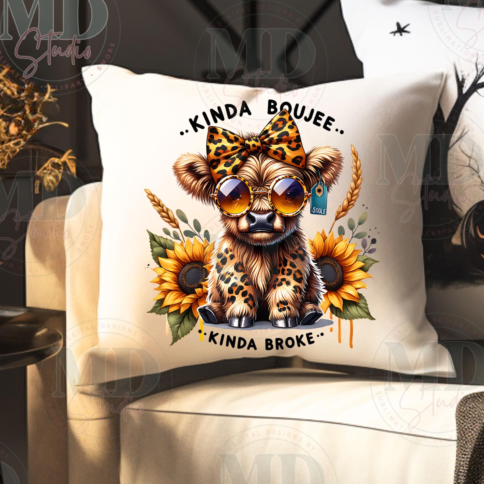 Kinda Boujee Kinda Broke Png, Funny Baby Highland Cow PNG, Funny Mom ...