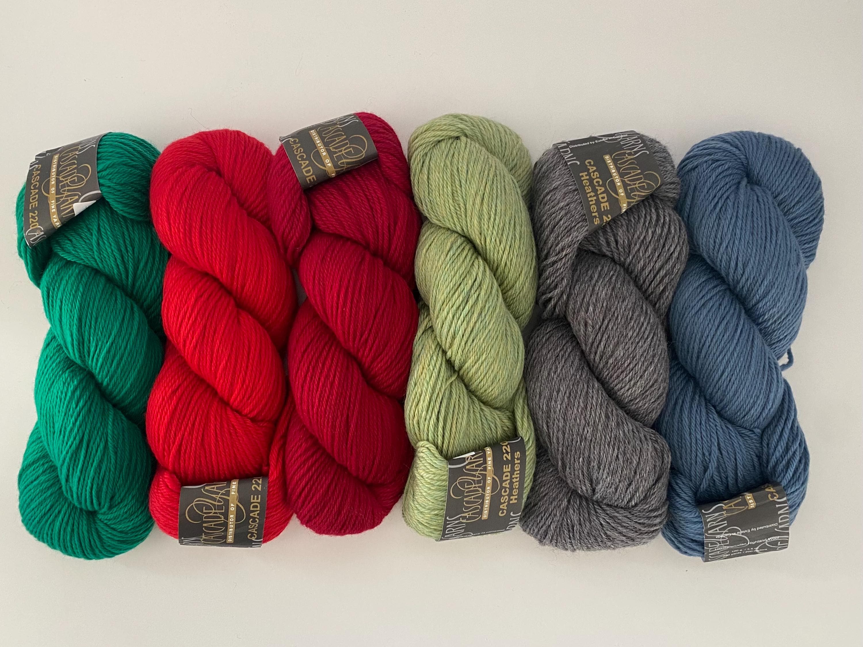 Cascade 220 Worsted Weight Yarn | Colors 8894-christmas Green, 8895 ...