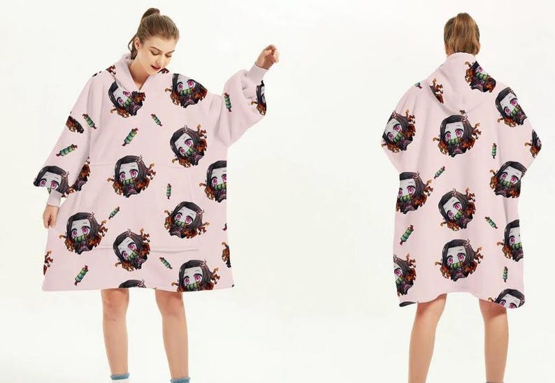 Blanket Hoodie in Kamado Nezuko Demon Slayer Look Comfy Adult Snug ...