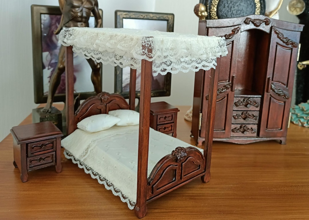 Miniature Bedroom Set, Dollhouse Miniature, 1/12 Scale Dollhouse ...