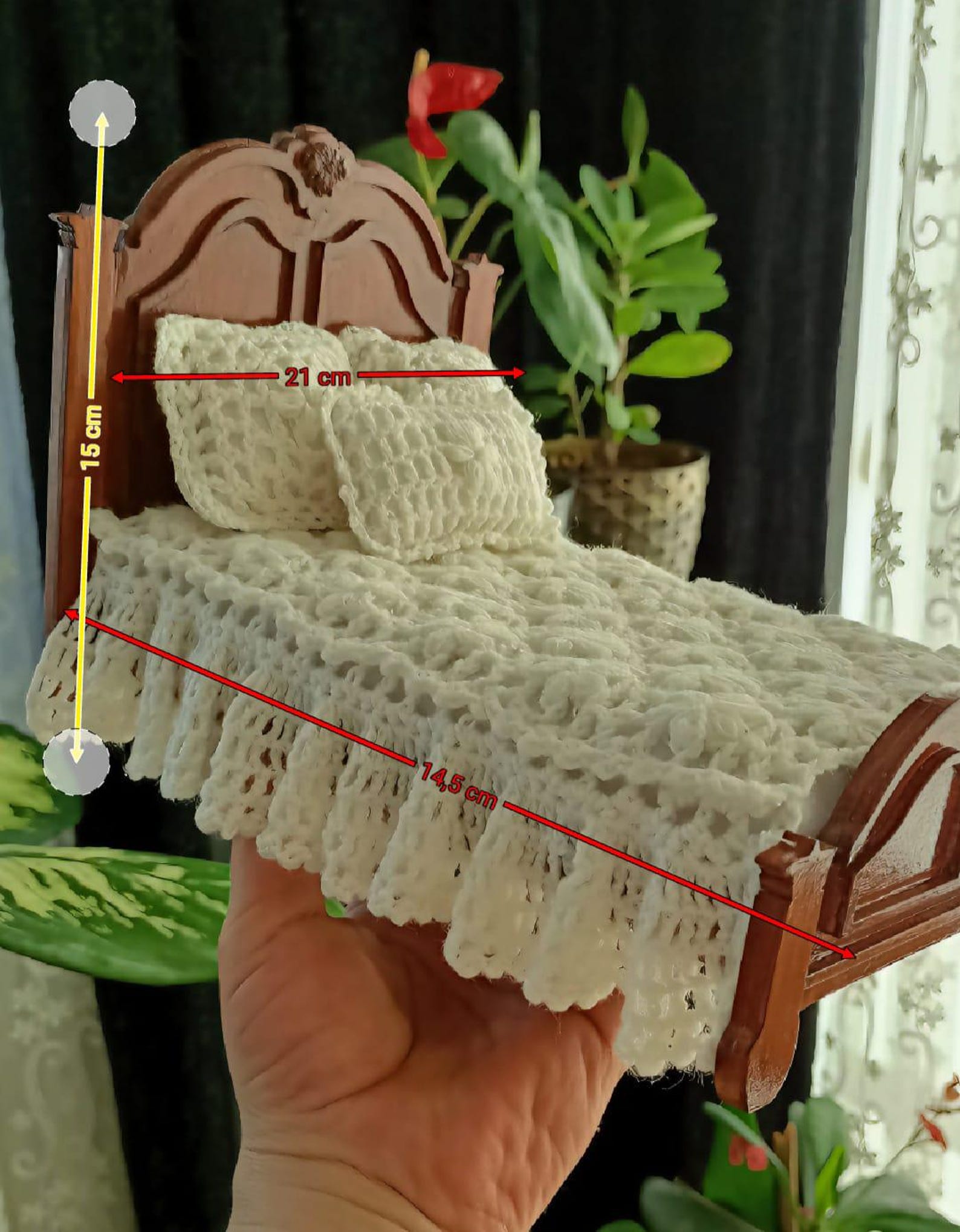 Miniature Bedroom Set, Dollhouse Miniature, , Dollhouse Bed, Handmade ...