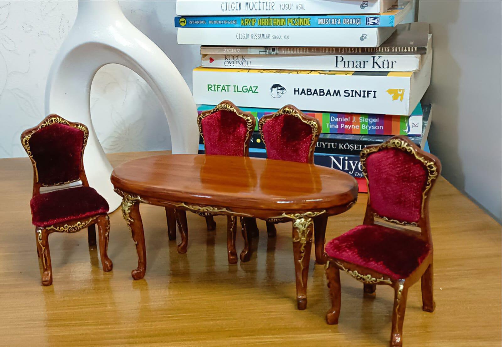 Vintage Miniature Dining Table Set, Miniature Dining Table, Victorian ...