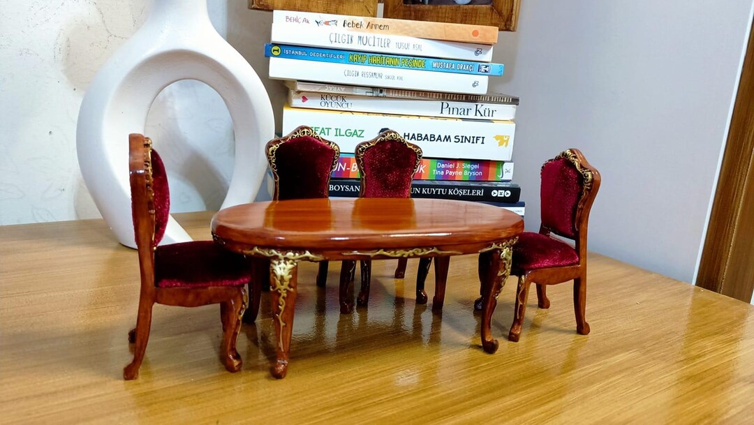 Vintage Miniature Dining Table Set, Miniature Dining Table, Victorian ...