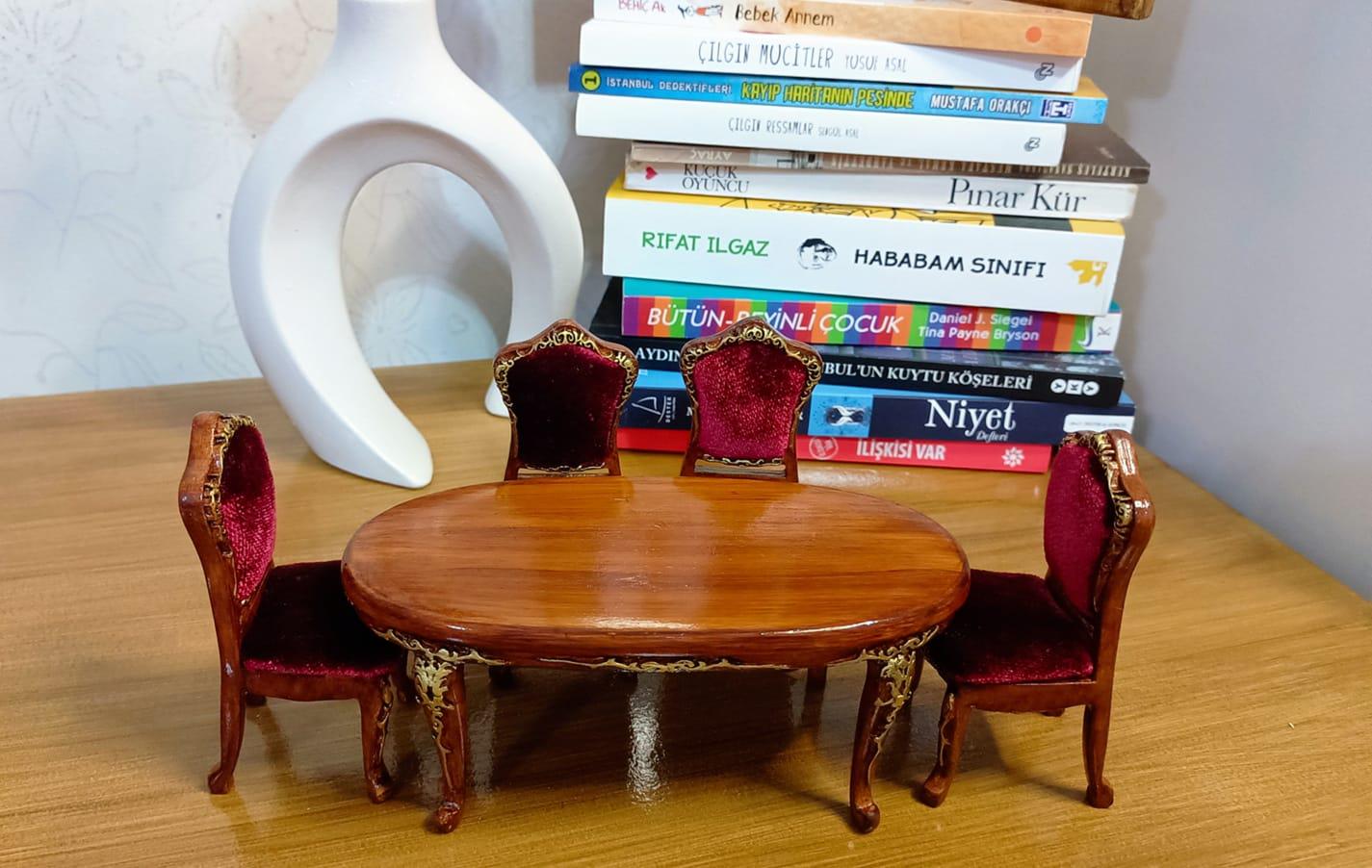 Vintage Miniature Dining Table Set, Miniature Dining Table, Victorian ...