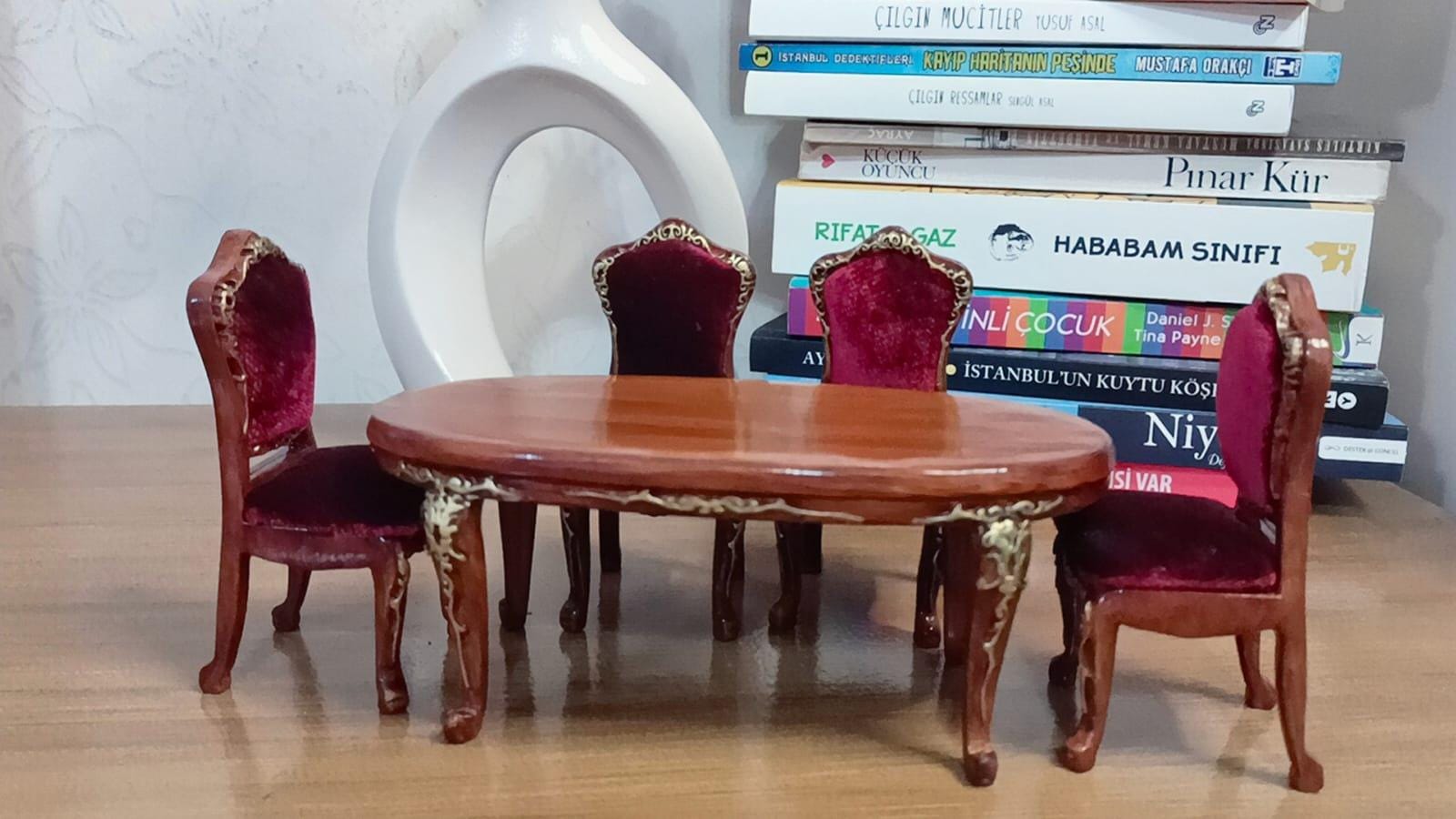 Vintage Miniature Dining Table Set, Miniature Dining Table, Victorian ...