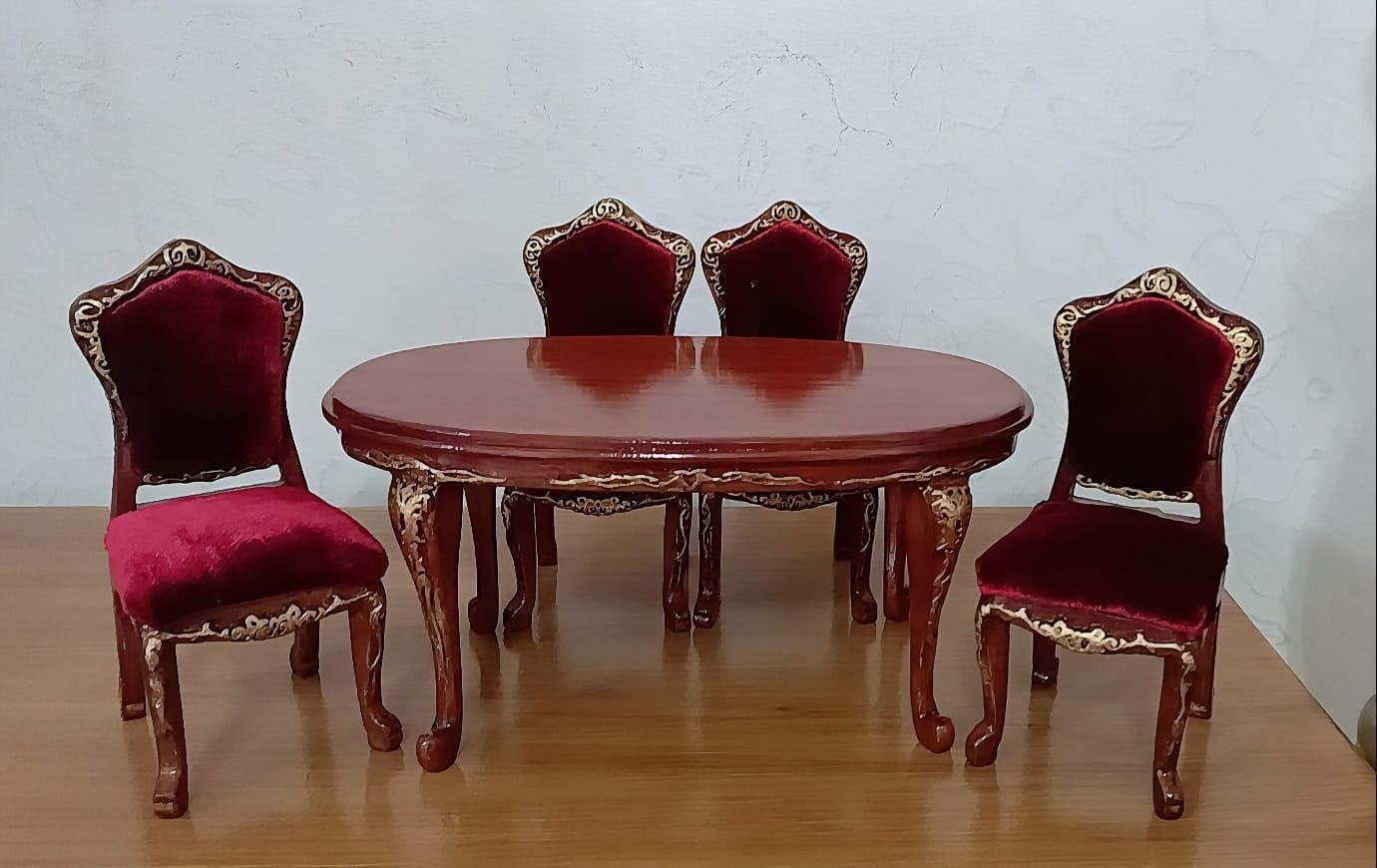 Miniature Dining Table Set, Victorian Dollhouse Furniture, 1-12 Scale ...