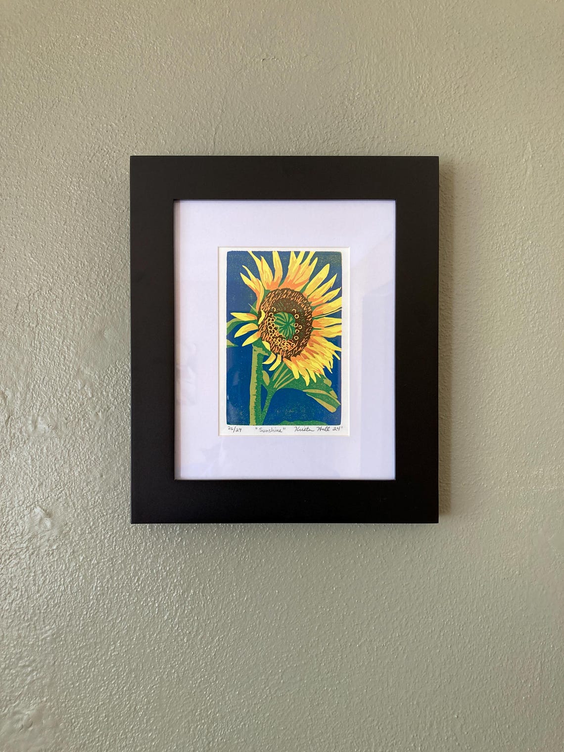 Sunshine-original Linocut Sunflower Print - Etsy