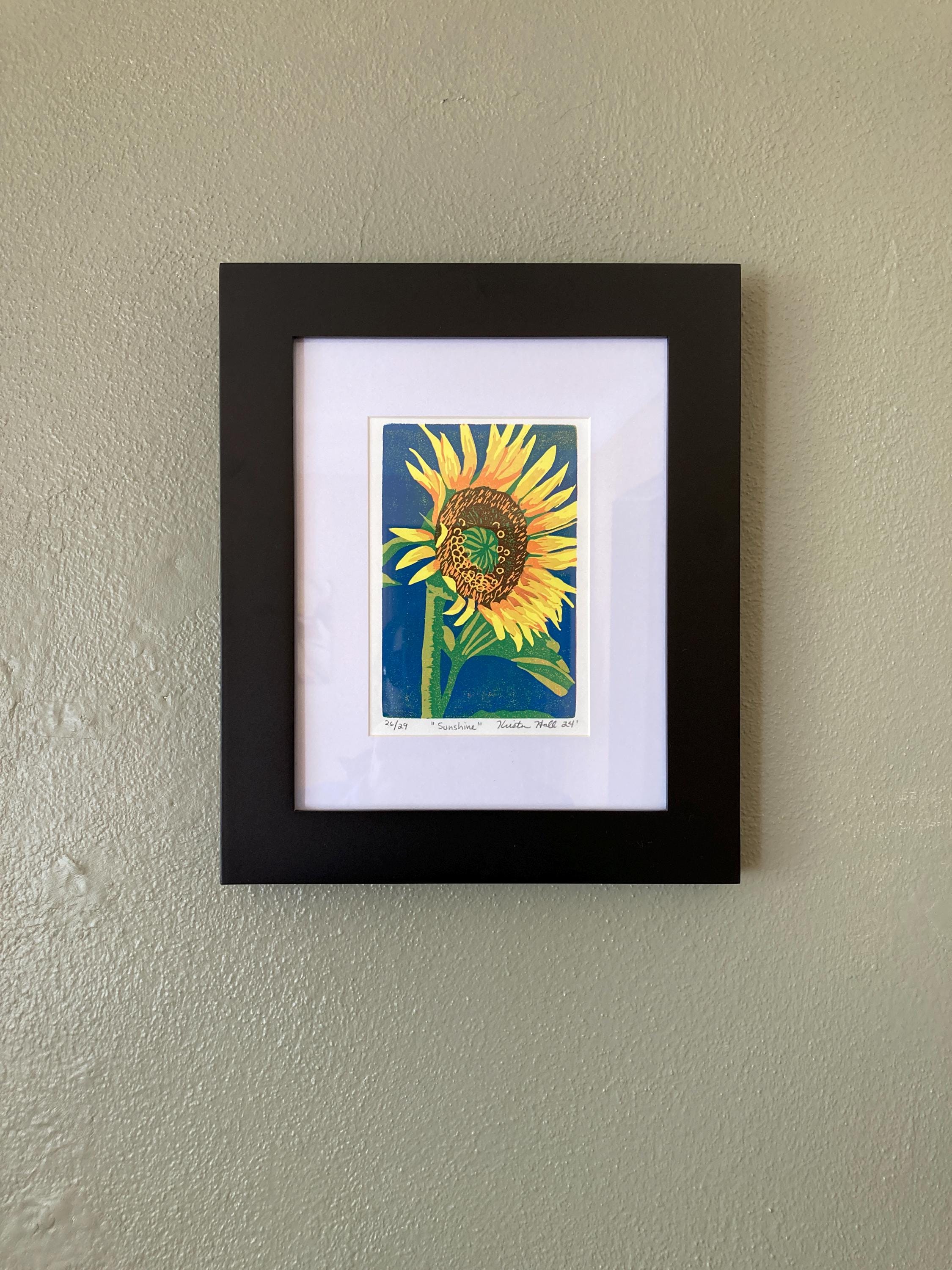 Sunshine-original Linocut Sunflower Print - Etsy