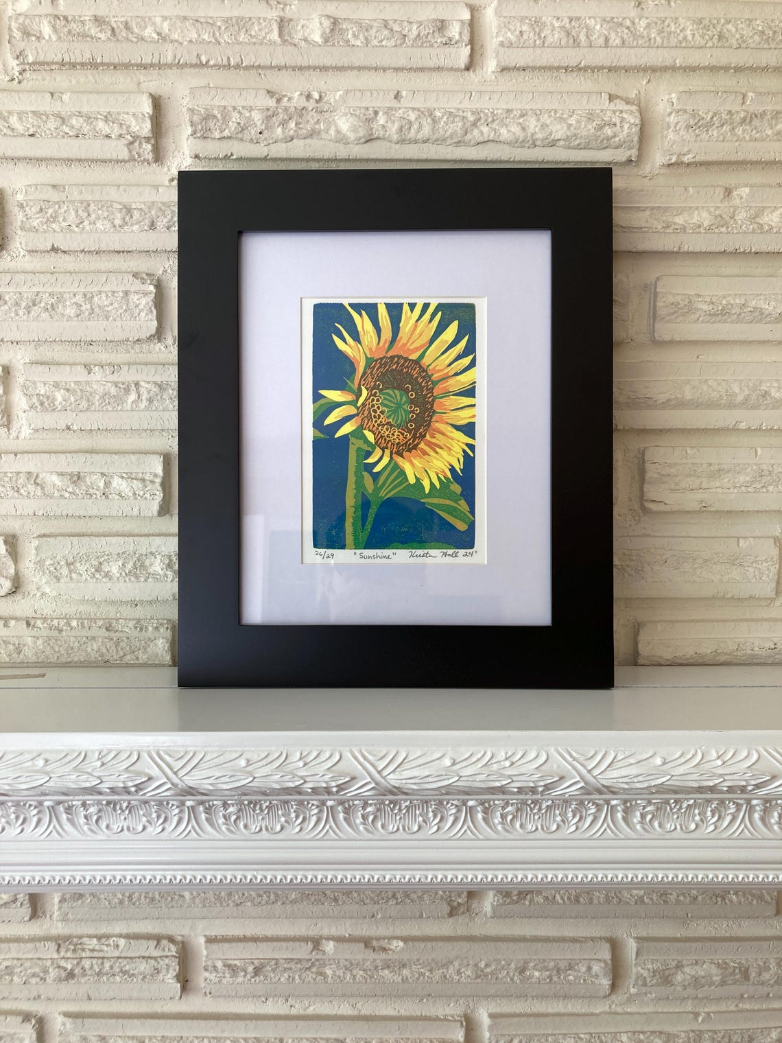 Sunshine-original Linocut Sunflower Print - Etsy