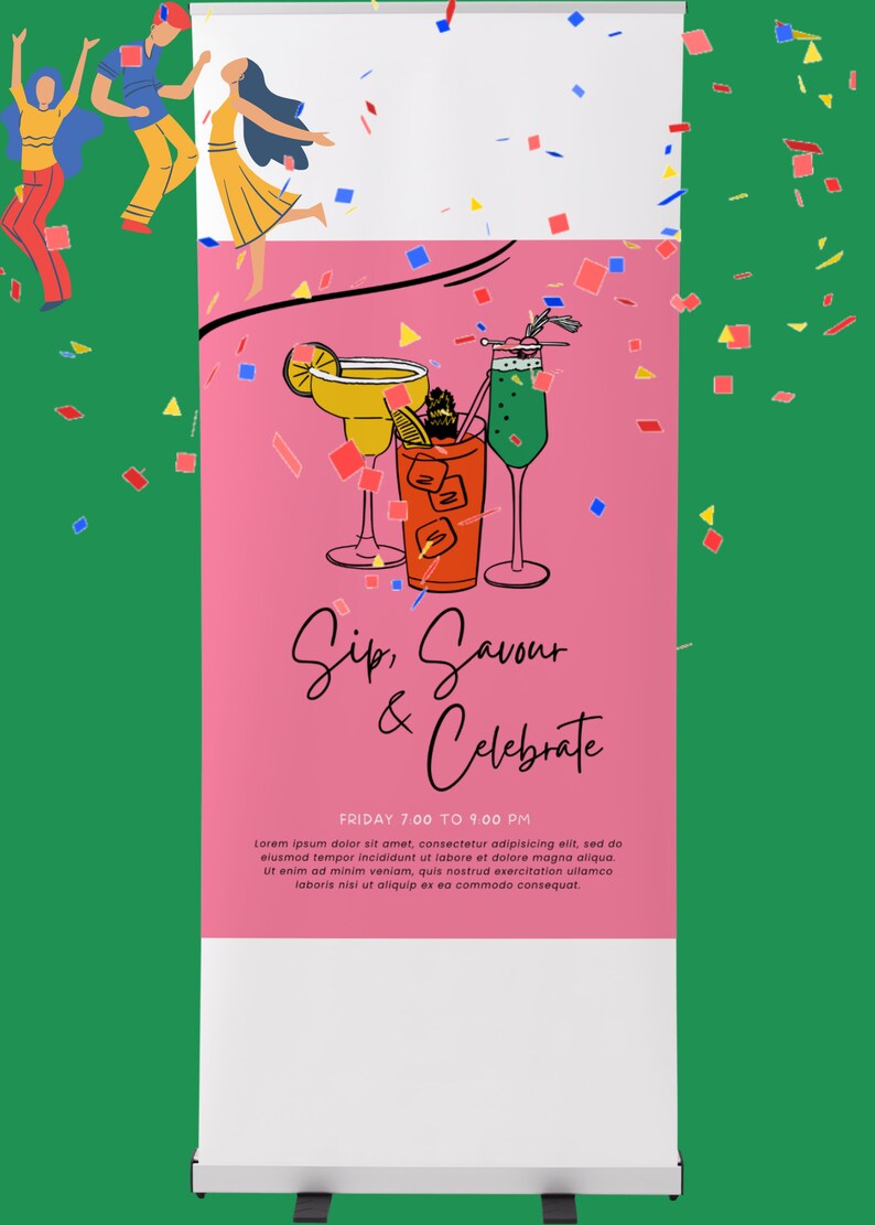 Sip, Savour & Celebrate Editable Cocktail Party Invitation Printable ...