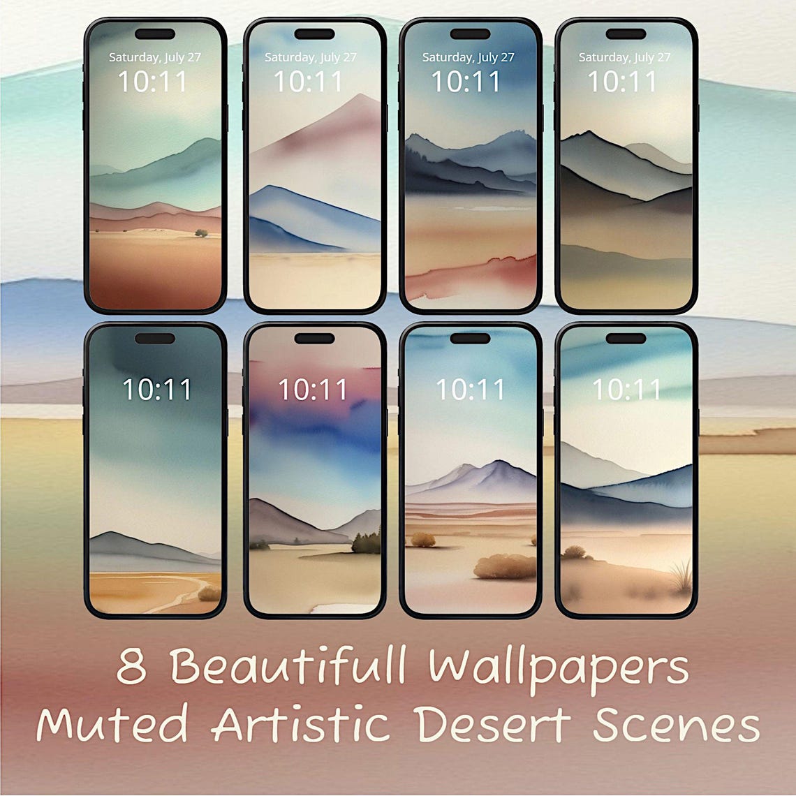 8 Muted Desert Wallpapers for iPhone or Android Smartphones - Etsy