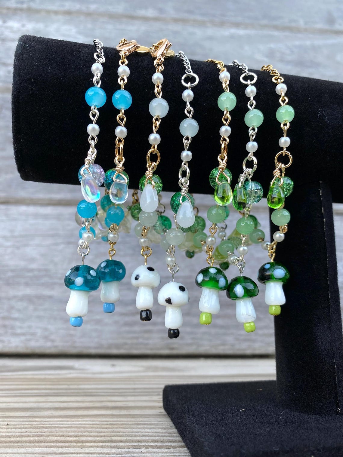 Glass Mushroom Bracelets - Etsy