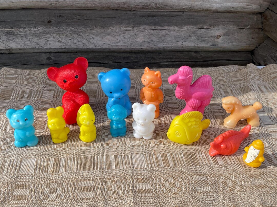 Vintage Soviet Plastic Toy Set | Retro USSR Figures Collection - Etsy