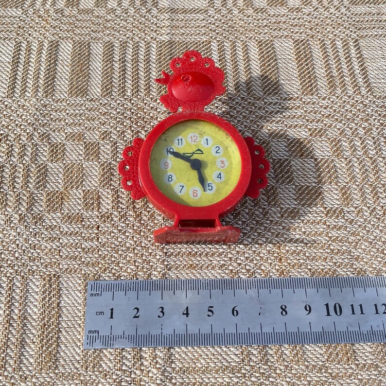 Vintage Soviet Rooster Clock Toy, Red Plastic Educational Toy - Etsy