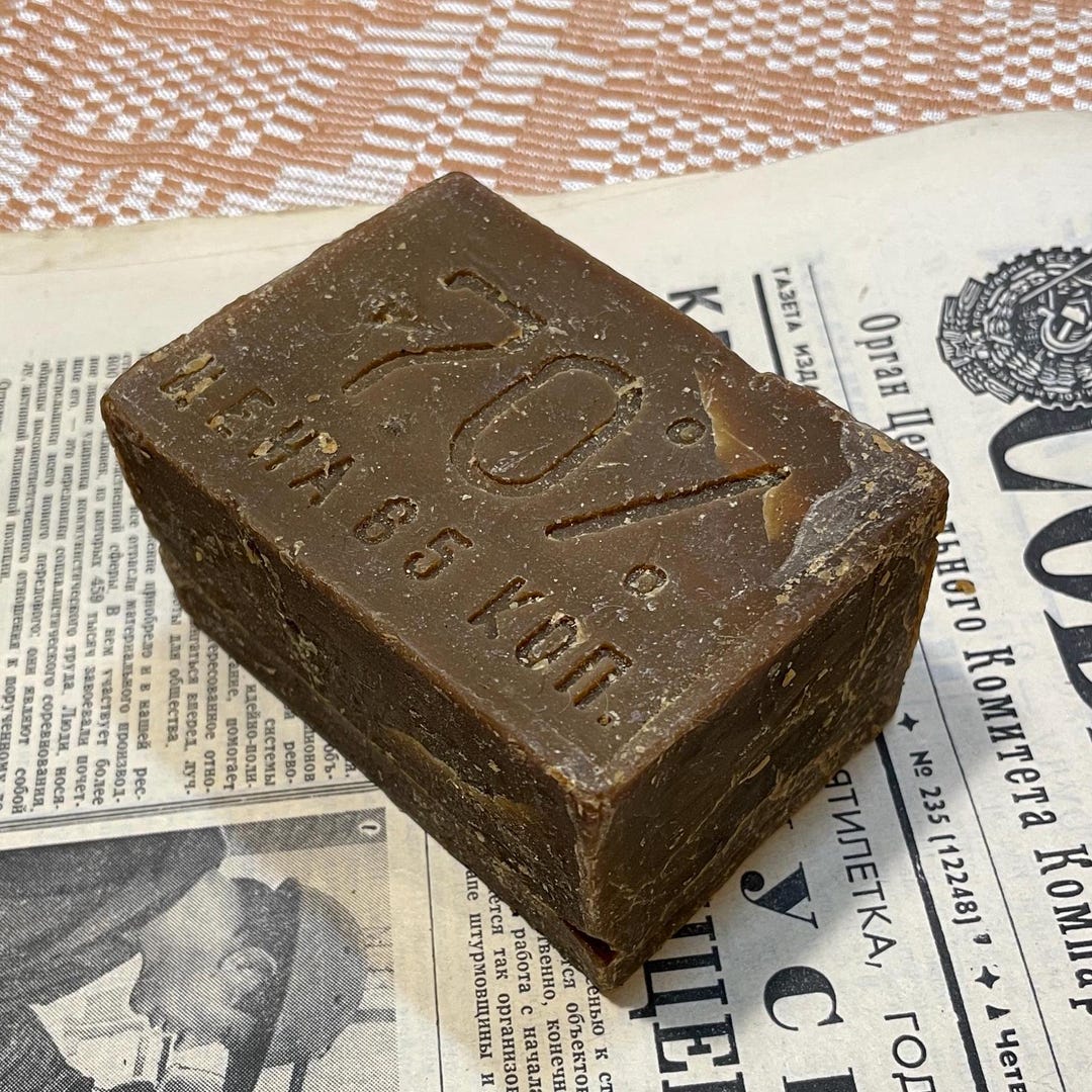 Vintage Soviet Soap Bar, 1980s Natural Soap Wrapped in 1983 Newspaper ...