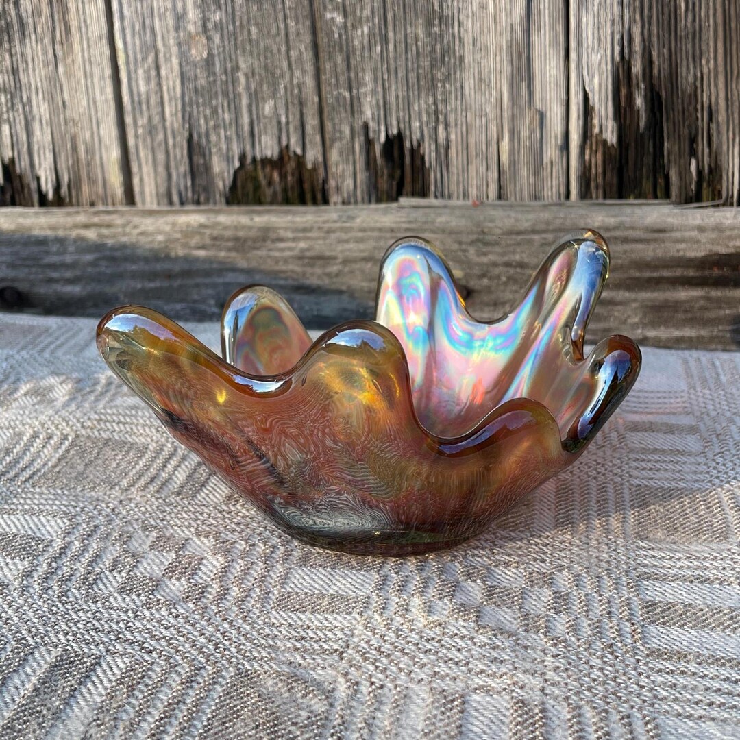 Vintage Soviet Splash Glass Vase Ashtray Murano-style Heavy Glass - Etsy