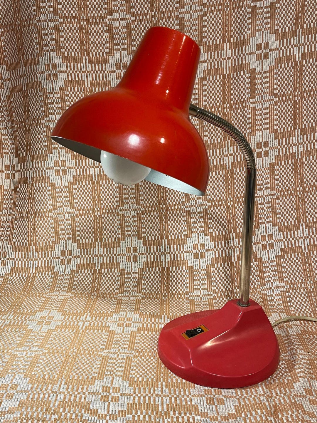 Vintage Red Metal Desk Lamp | Soviet Mid-century Industrial Decor - Etsy