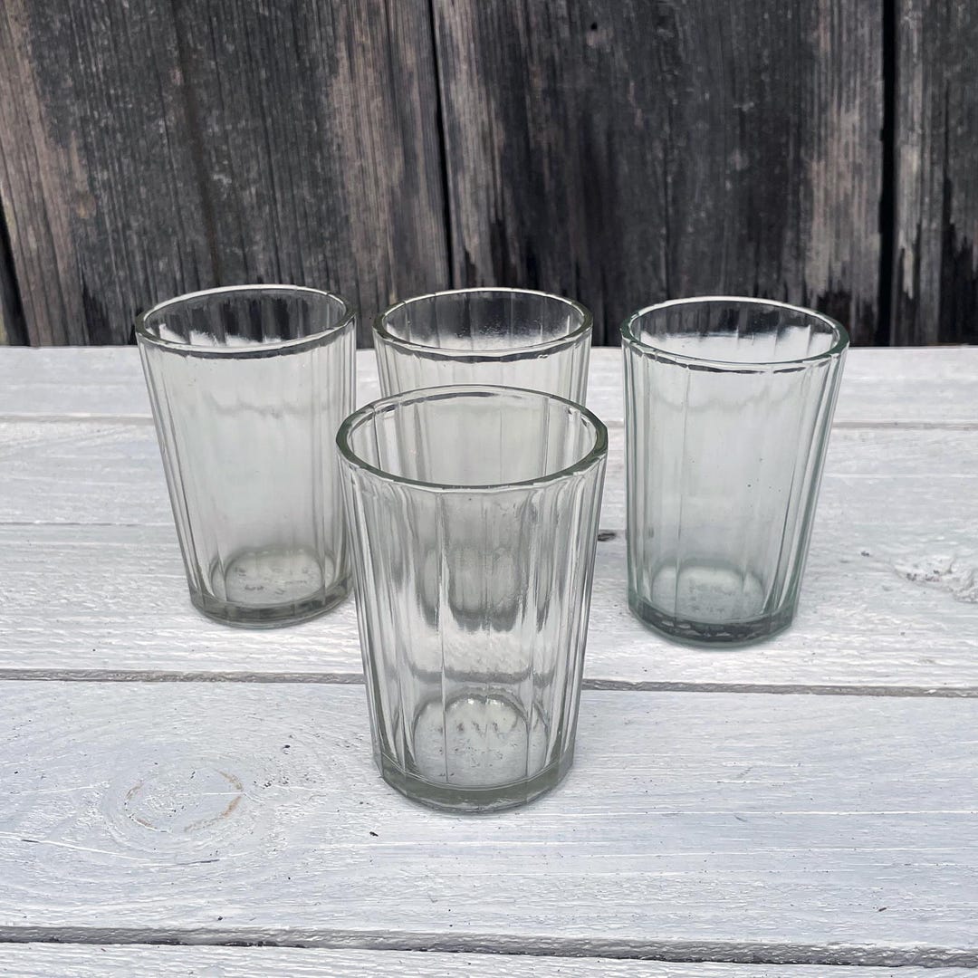 Vintage Soviet Granyonyi Stakan Glasses Set of 4 200ml Faceted Glasses ...