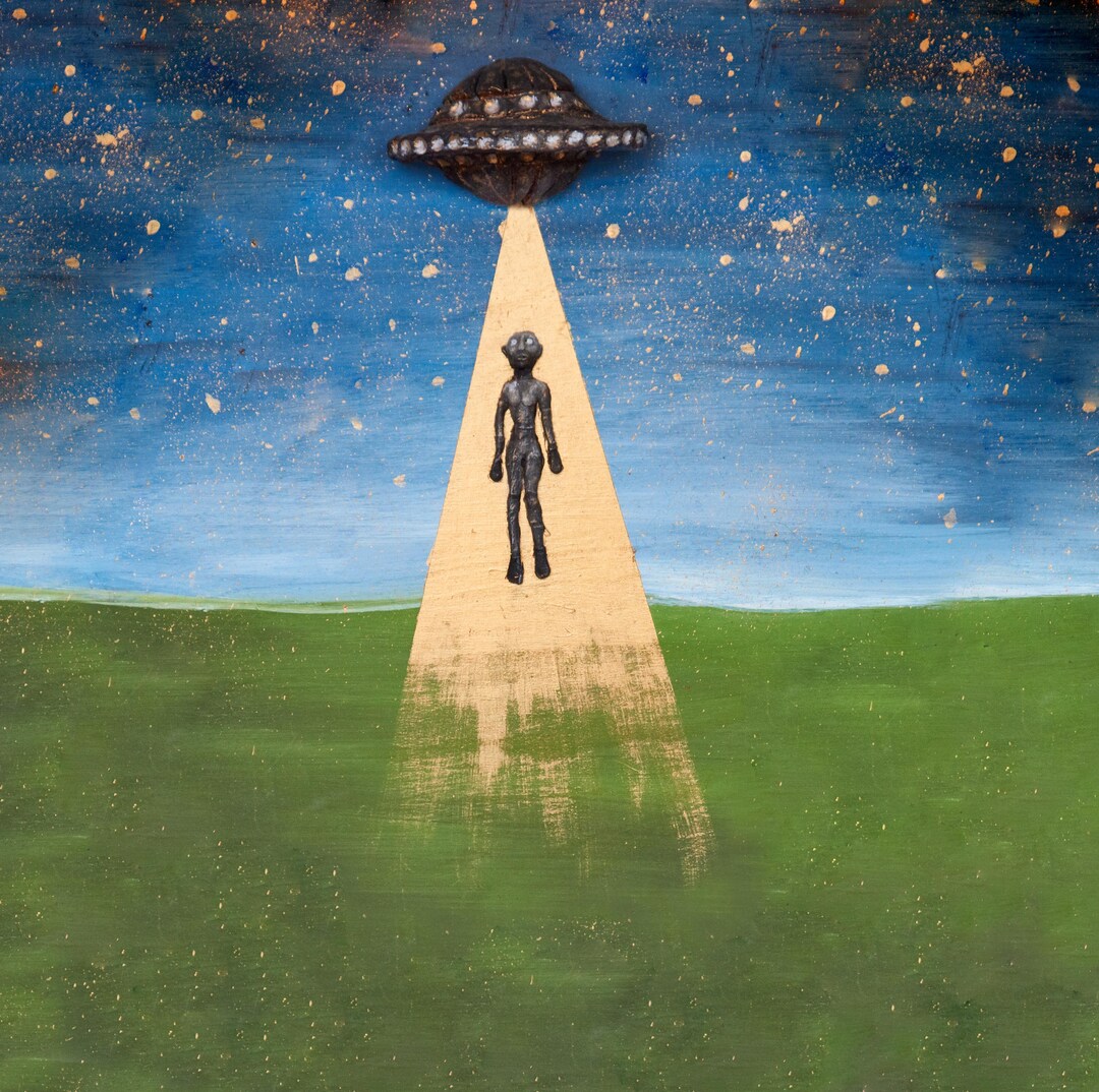 PRINTABLE Alien Abduction Artwork, UFO Wall Art, Sci-fi Painting, Space ...