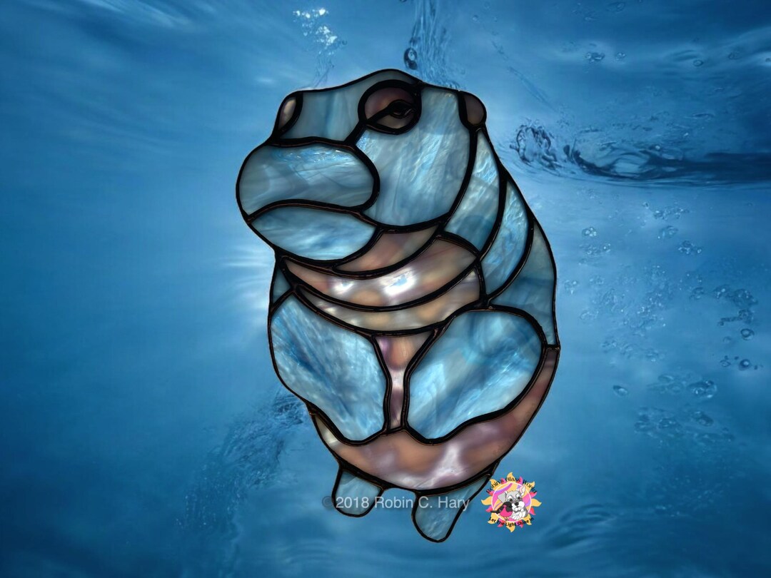 Baby Hippo Handmade Stained Glass Suncatcher/animal Lover Gift/window ...